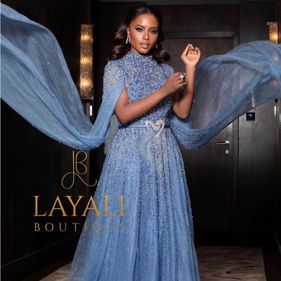 layali couture | Dresses | Custom Couture Gown Blue | Poshmark